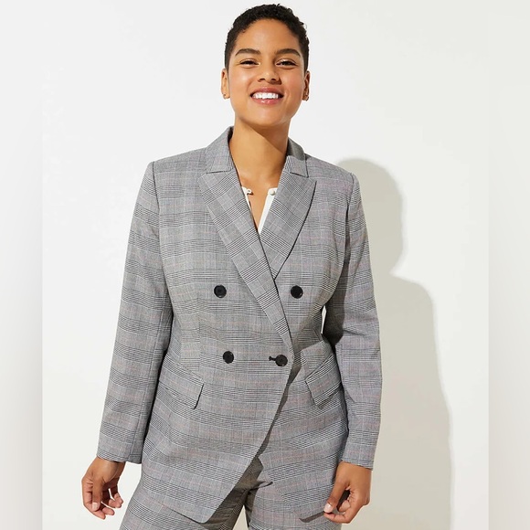 LOFT | Jackets & Coats | Loft Plus Plaid Double Breasted Blazer Size 2 ...